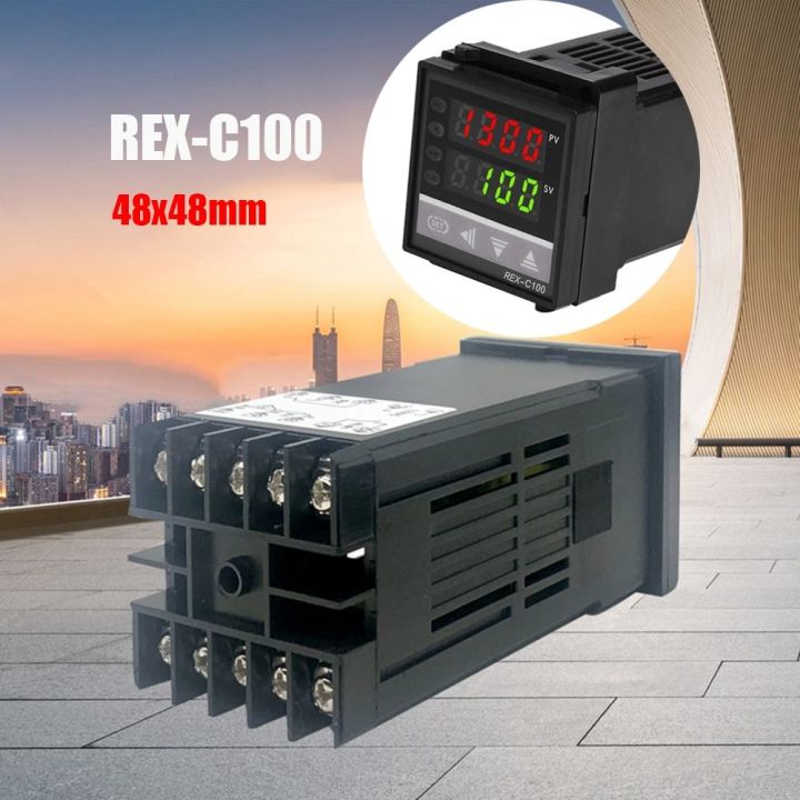WOE 110V to 240V Digital PID Thermostat Dual with K Type Probe Sensor 0 to 1300 Degree SSR Relay ...