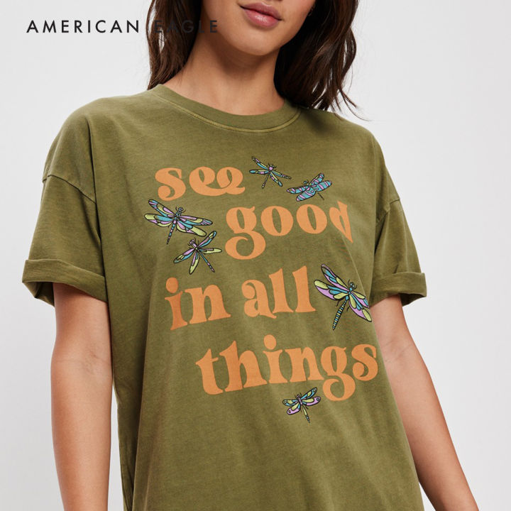 American Eagle Oversized Graphic Tee เสื้อยืด ผู้หญิง กราฟฟิค โอเวอร์ไซส์ (EWTS 037-8760-309 ...