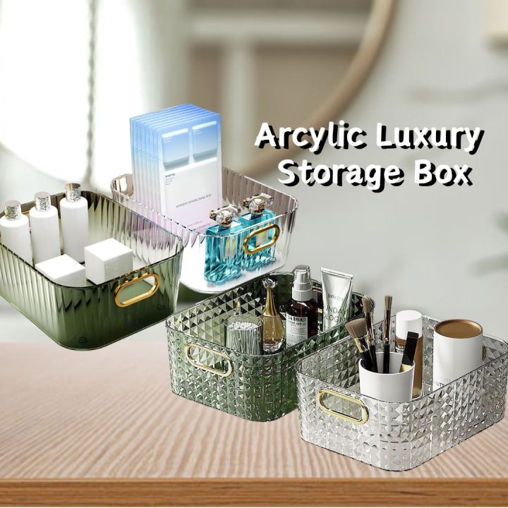 Acrylic Storage Box Desk Organizer Bathroom Cosmetics Home Counter Top ...