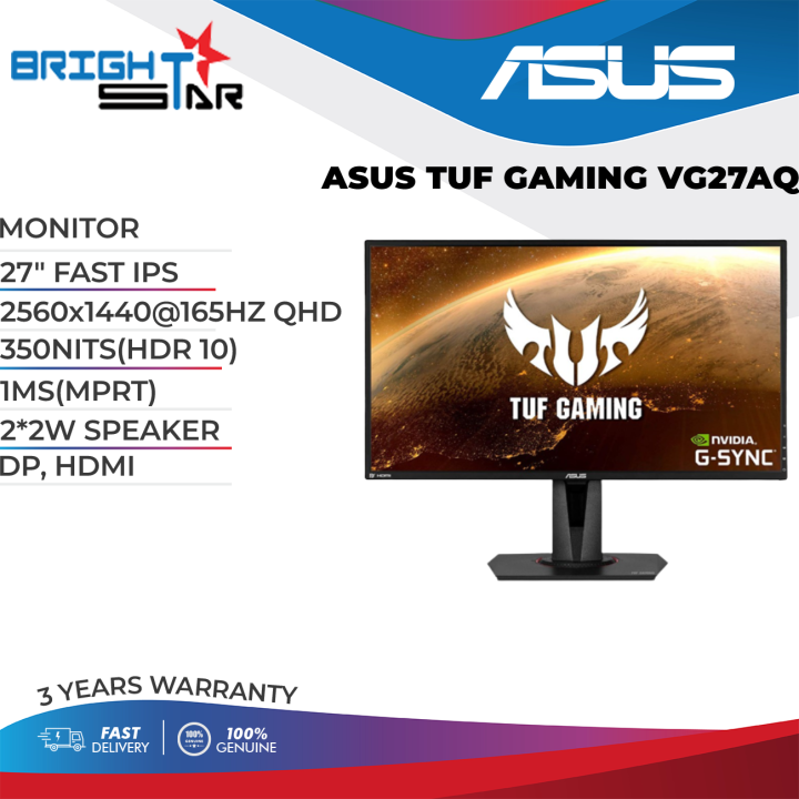 ASUS TUF GAMING VG27AQ / 27" FAST IPS / 2560x1440@165HZ QHD / 350NITS(HDR 10) / 1MS(MPRT) / 2*2W ...