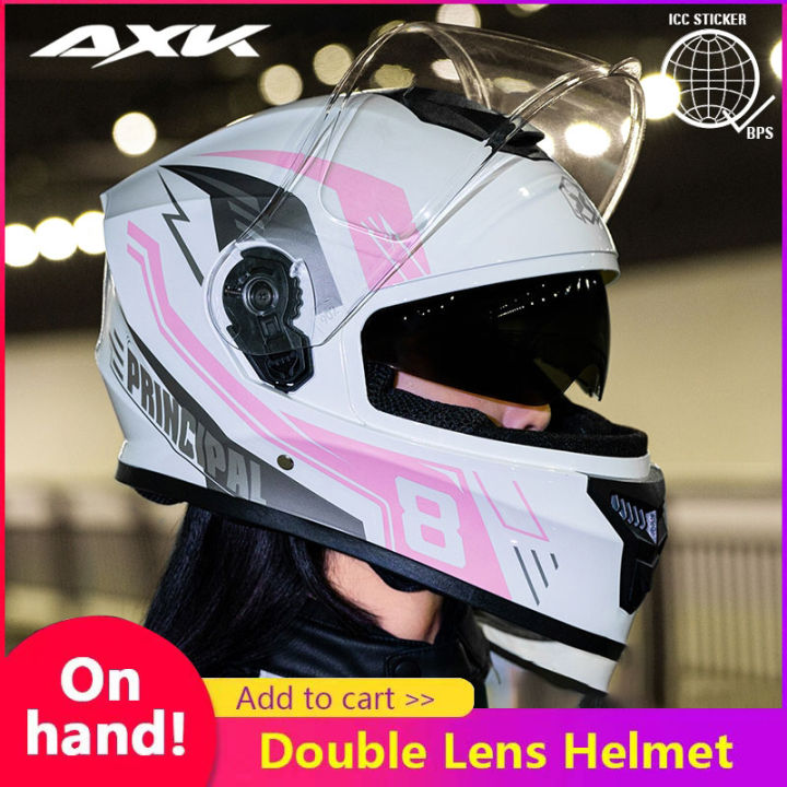 AXK 902 Helmet full face With ICC Sticker dual visor dual lens Anti glare for men and women ...
