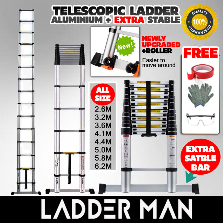 Aluminium Telescopic Ladder Heavy Duty Foldable Ladder Tangga Lipat ...
