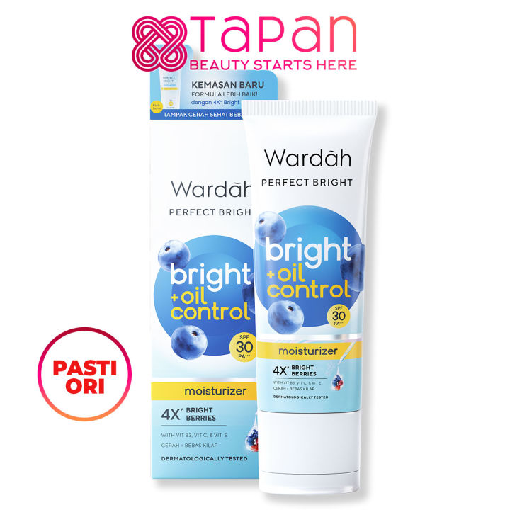 Wardah Perfect Bright Moisturizer Bright + Oil Control SPF 30 PA+++ 20 ml Pelembab Kulit Normal ...