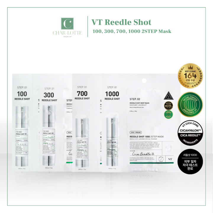 [Charlotte Seoul] VT REEDLE SHOT 100/300/700/1000 2STEP MASK #เนื้อผิวเรียบเนียน #ลดขนาดรูขุมขน ...