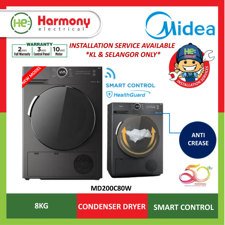 (FREE INSTALL KLANG VALLEY) MIDEA MD200C80W 8KG Smart Control ...