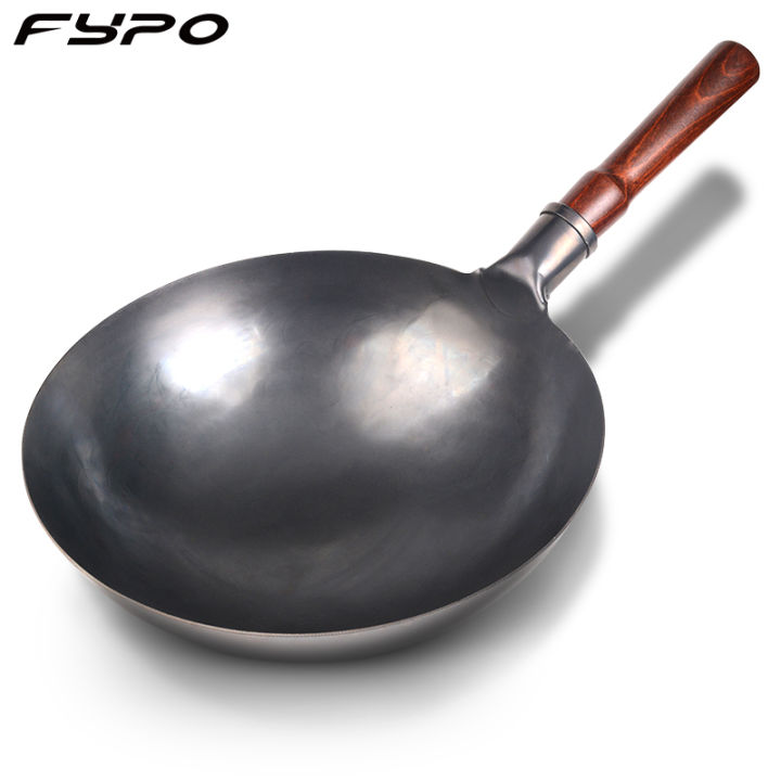 Fypo Cast Iron Wok 30/32/34cm Chinese Traditional Iron Wok with ...