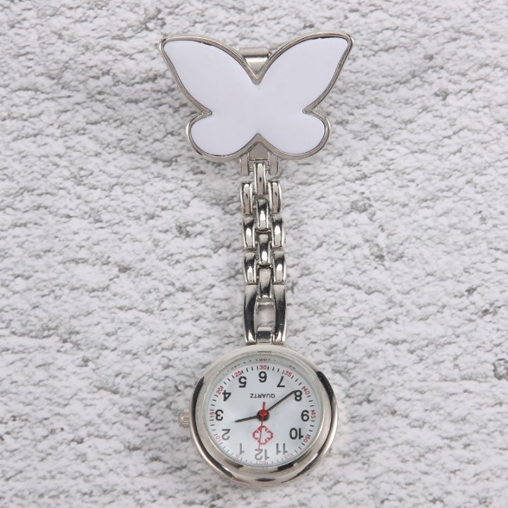(BUZN) Nurses Clock Heart rate monitor pocket watch quartz butterfly ...