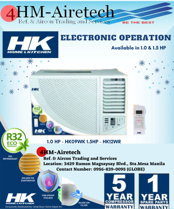 FOURHM 1.5 HP (HK-12WR/F8MD) HK Electronic Operation Window Type Aircon ...