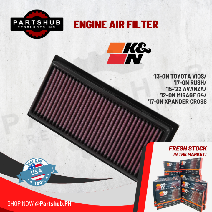 K&N AIR FILTER 33-3016 ('13-ON TOYOTA Vios/'17-ON Rush/'15-'17 Avanza ...