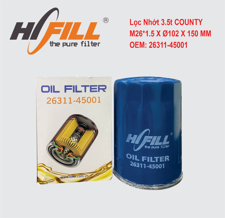 LỌC NHỚT, LỌC DẦU, LỌC ĐỘNG CƠ HYUNDAI 3.5 TẤN COUNTY, mã OEM: 26311 ...