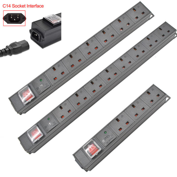 PDU Power strip With switch control With 2-17 Ways UK Outlet Sockets with Power LED C14 port ...