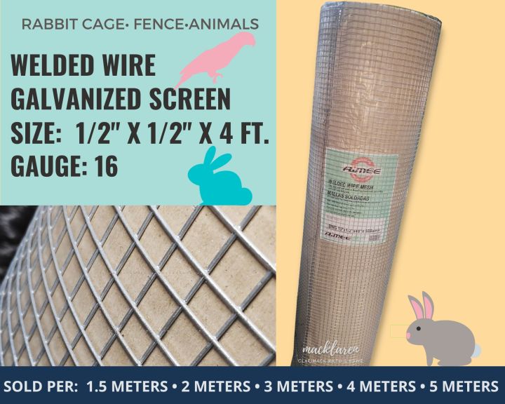 Welded Wire Galvanized Screen ️ Gauge 16 ️ 1/2" X 1/2" X 4 ft. ️ 1.5 ...