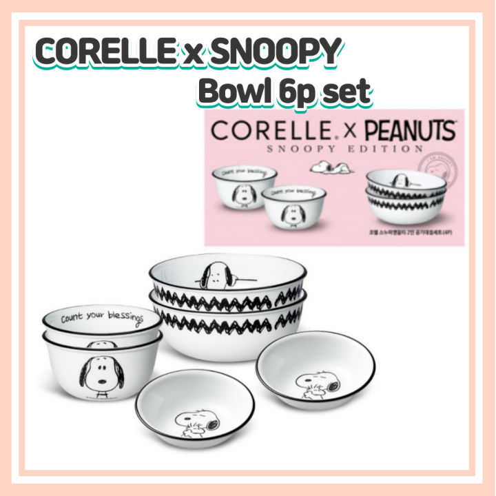 Corelle x PEANUTS Bowl 6p set The/Corelle USA set/ Corelle set/ Snoopy ...