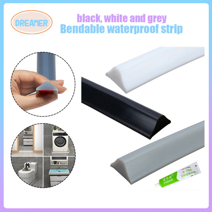 Anti-slip Silicone Water Barrier Strip Flexible Bathroom Kitchen Self ...