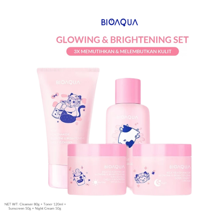 Bioaqua Milk Niacinamide Glowing & Brightening Set - Skincare | Lazada ...