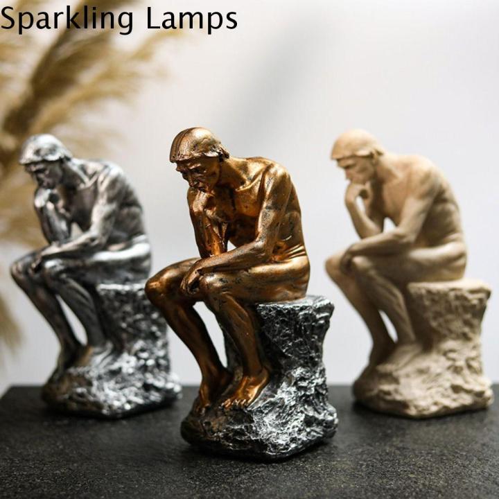 SPARKLING Creative Thinker Sitting Man Statue European Style Kawaii ...