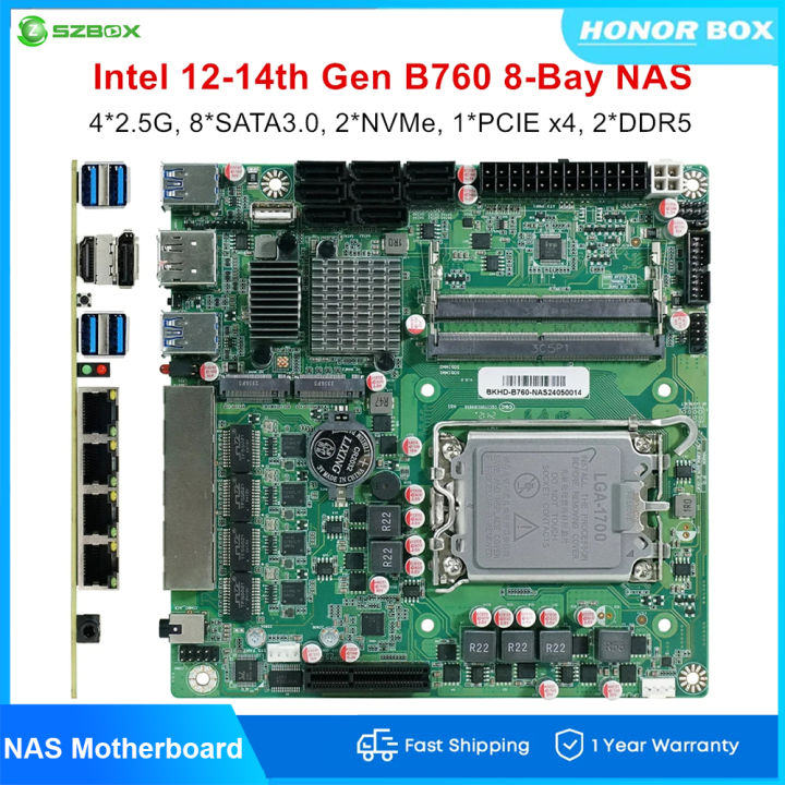 B760 8 SATA Nas Motherboard Mini ITX Board 4*2.5G LAN 2xM.2 1xPICex4 8 ...