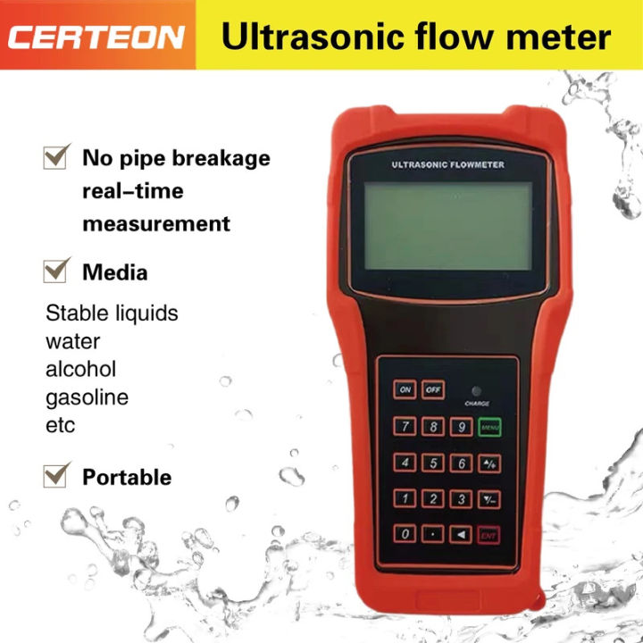 Handheld Ultrasonic Flow Meter Portable Clamp-on Flow Measurement Device Non-invasive Digital ...
