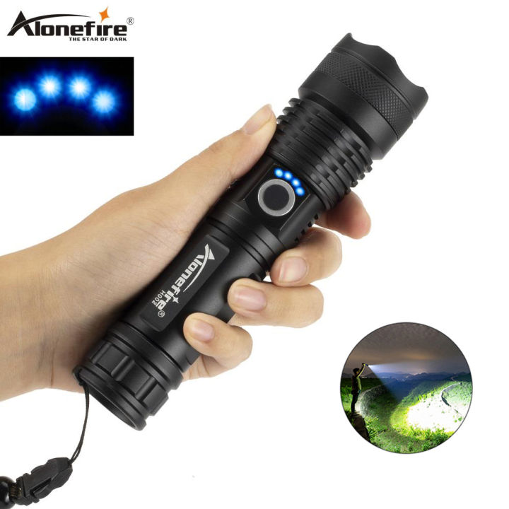 Alonefire H002 XHP50 Zoom Strongest LED Flashlight USB Rechargeable ...