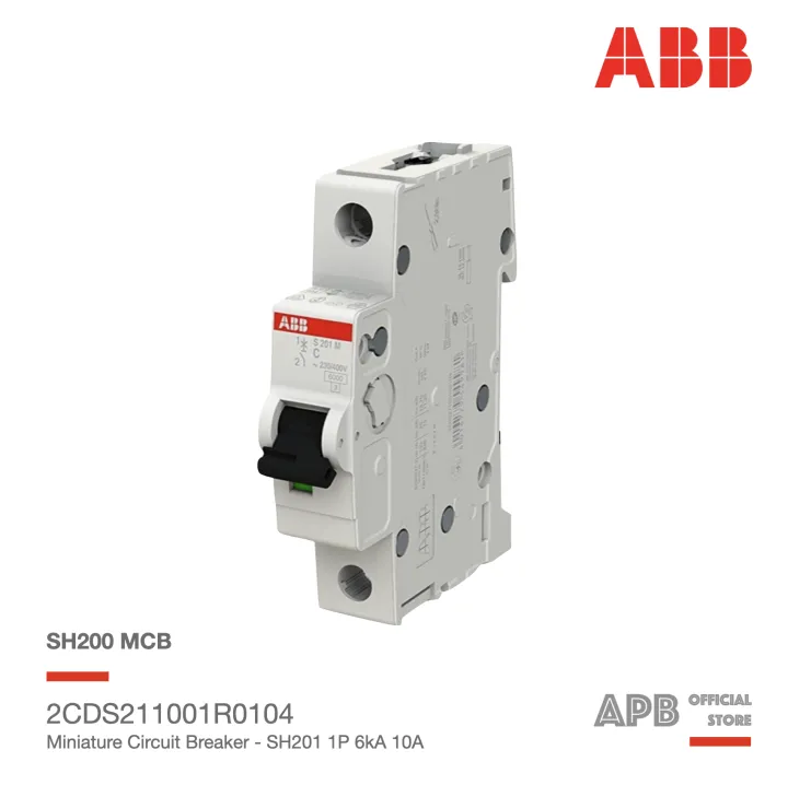 ABB SH201-C10 ลูกย่อยเซอร์กิตเบรกเกอร์ 10A, ABB System M Pro 10A MCB Mini Circuit Breaker1P, ค่า ...
