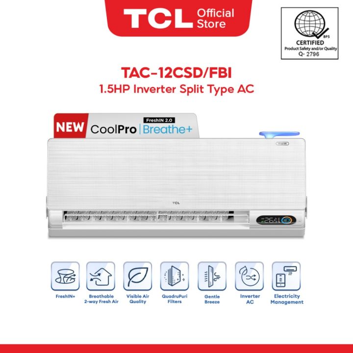 TCL 1.5HP CoolPro | FreshIN 2.0 Breathe+ Inverter Split-type Air ...