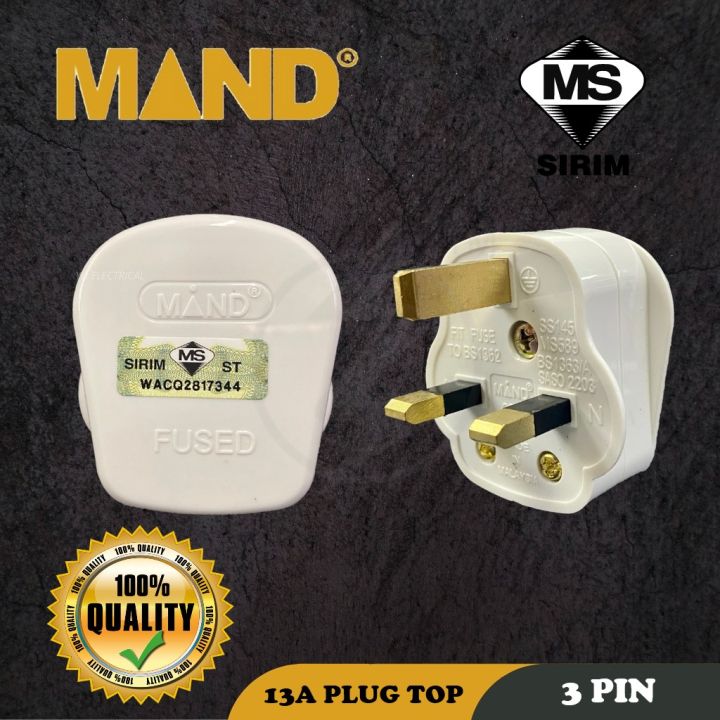 SIRIM + READY STOCK MIND 13A Fused Plug Top / Kepala Plug 3 Pin UK ...