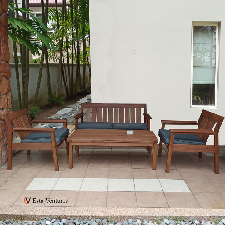 ESTA Outdoor Solid Wood Sofa and Coffee Table Set (4 pieces Garden ...