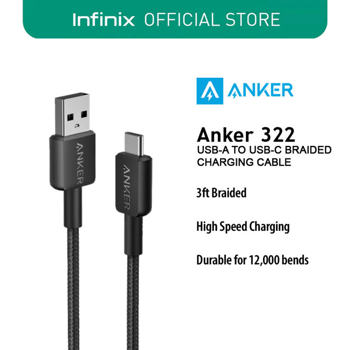 Infinix Anker 322 USB-A to USB-C Braided Charging Cable | Lazada PH