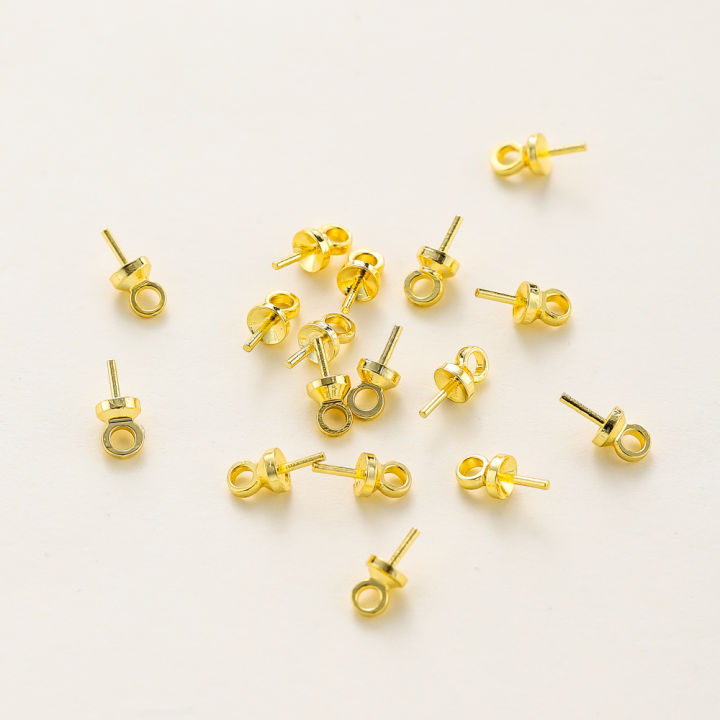 ST.kunkka 20pcs 18K Gold Color-Preserving Real Gold Brass Half Hole ...