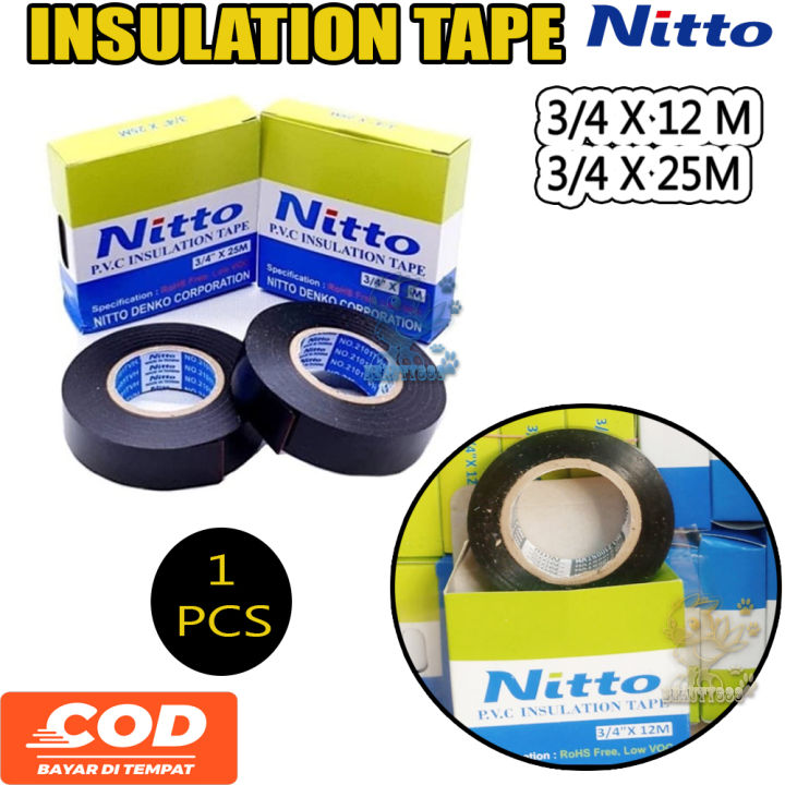 Beauty 1 PCS Nitto 12 Meter / 25 Meter Isolasi Listrik Electrical Tape Insulation Tape PVC ...