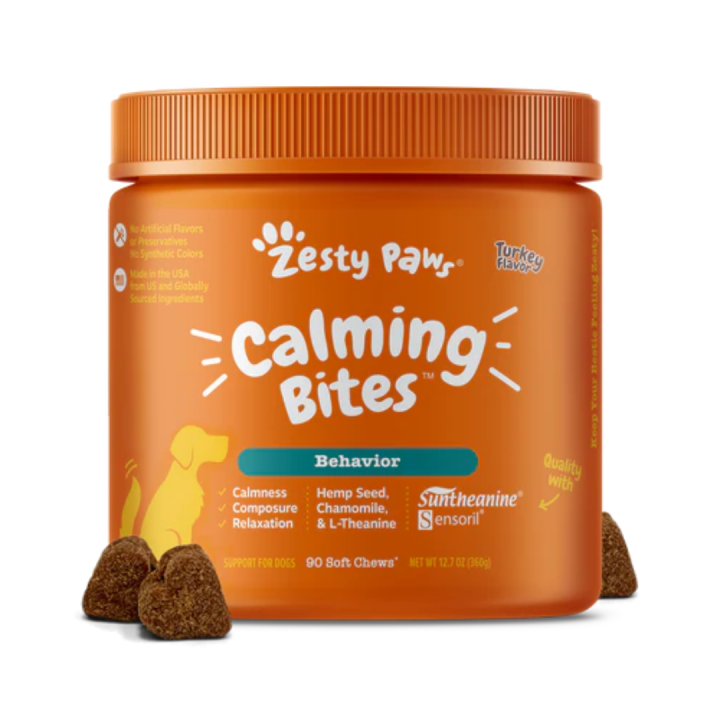 Zesty Paws Calming Bites for Dogs (All Ages), Turkey Flavor, 90 ...
