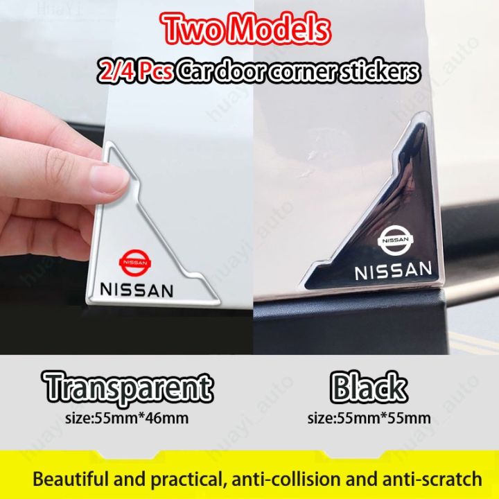 2/4pcs Nissan Transparent Car Door Corner Stickers Black Anti-collision ...