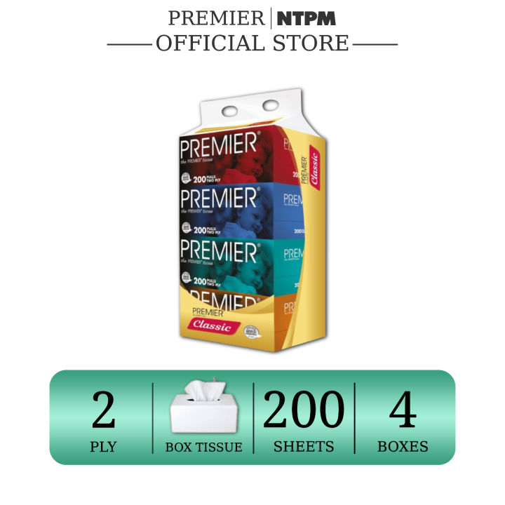 Premier Box Facial Tissue 2 PLY (200's x 4) | Lazada