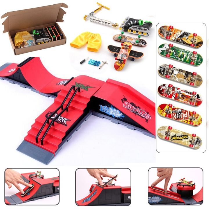 Mini Finger Skate Board Fingerboard Set Children Finger Skateboards Park Toy Plastic Fingerboard ...