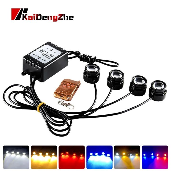 Car drl 4 in 1 LED Eagle Eye Emergency Warning Strobe Light Wireless ...