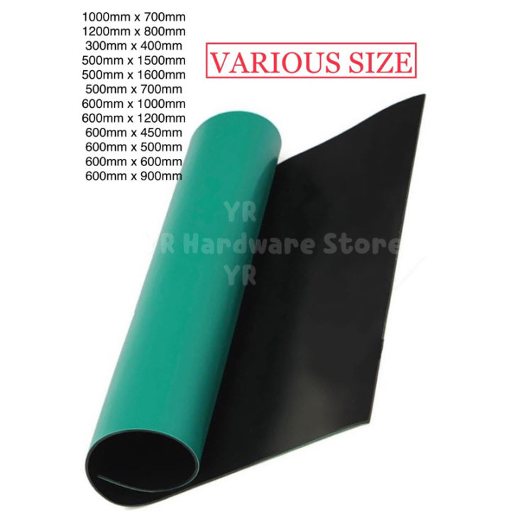ESD Rubber Mat 2mm Green Black Anti-Static Dissipative Table Top Floor ...