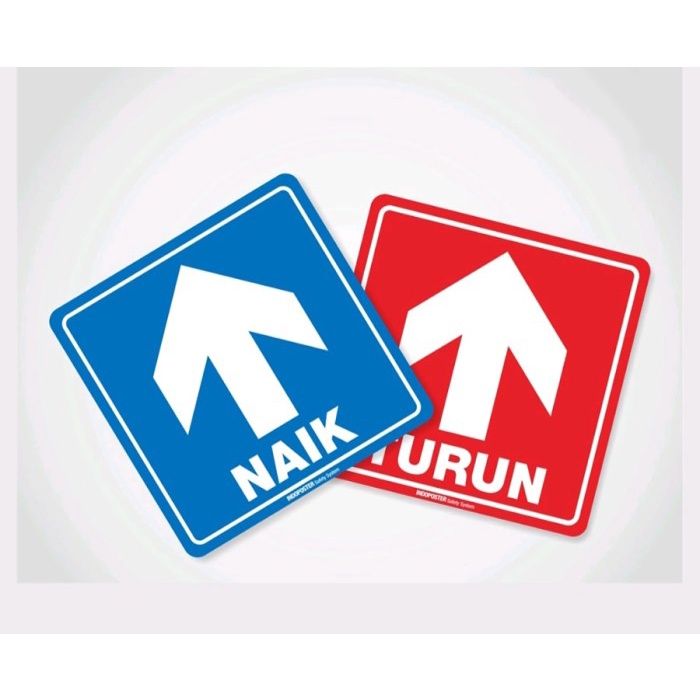 STIKER SIGN PANAH NAIK TURUN PETUNJUK TANGGA JALAN LANTAI DINDING. K3 ...