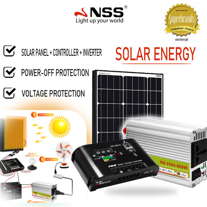 NSS Solar Inverter Set️2000w Solar Power System Four USB+50W Panels+30A ...