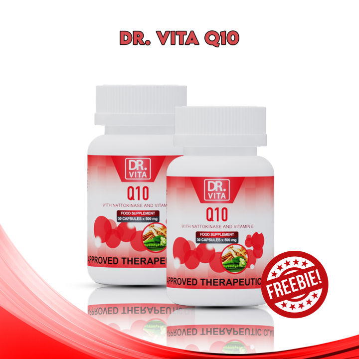 [VARIATION] Dr. Vita (WITH FREEBIES) Q10 with Nattokinase and Vitamin E 500mg 30 capsules ...