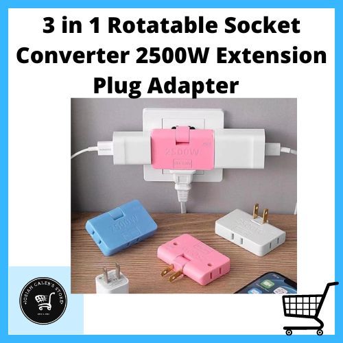 3 in 1 Rotatable Socket Converter 2500W Extension Plug Adapter Multi ...
