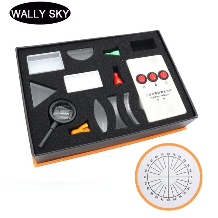 Optical Experiment Set Triangular Prism Convex Lens Concave Mirror Dial ...