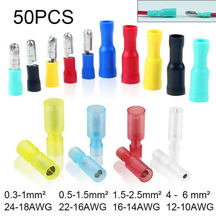 50Pcs 25 Pairs Terminals Crimp Connector Elelctric Terminals for Wire ...