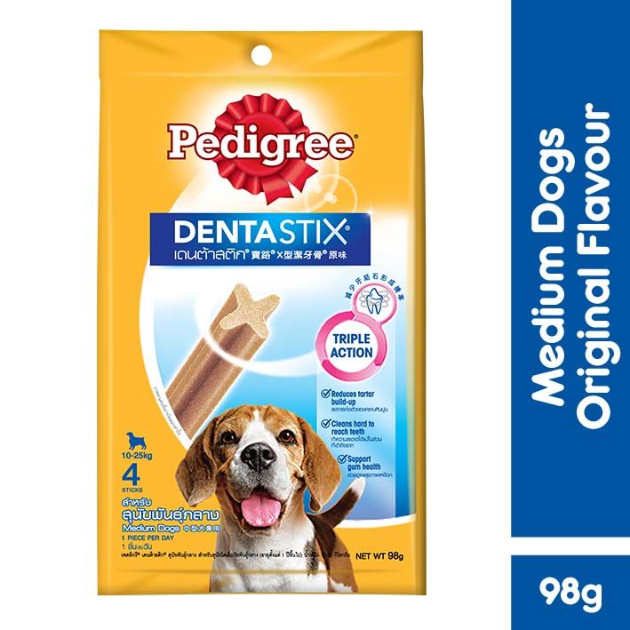 Pedigree - Dentastix for Medium Dogs (10-25kg) 98g – 4 sticks - Dog ...