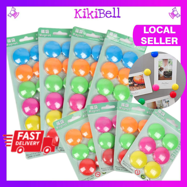 6/12 Pcs Colorful Magnetic Colourful Round Circle Fridge Button Magnets ...