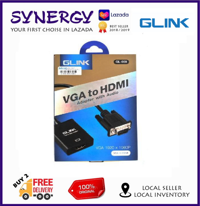 GLINK(GL-009)-VGA ke HDMI ADAPTER dengan AUDIO(20CM) | Lazada