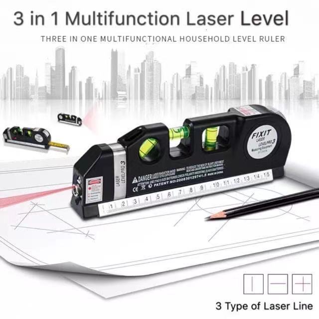 Level Pro laser ruler 3 8FT Cross Line Laser 2.5m Ruler Measure Leveling | Lazada PH