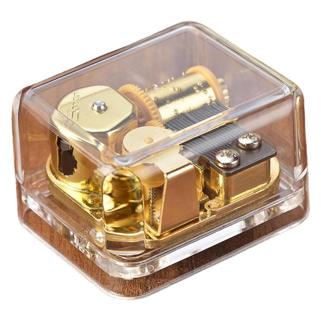 Unique Music Box Acrylic Wind up Transparent Mechanism with Gold ...