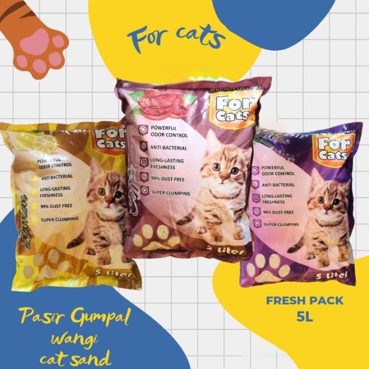 Pasir Gumpal Kucing FORCATS 5L Cat Litter - Pasir Wangi Bentonite FOR ...