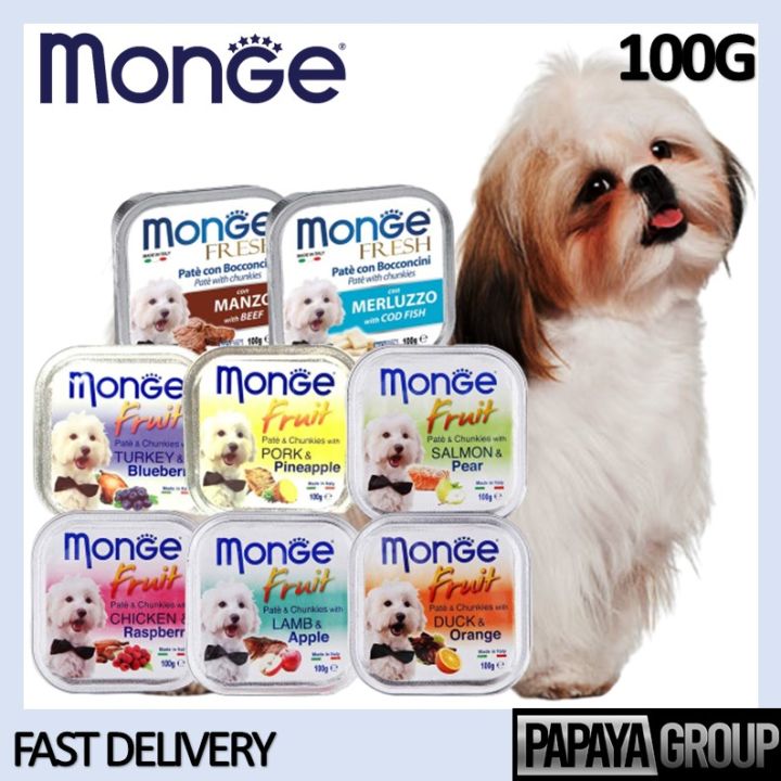 [ PAPAYA GROUP ] Monge Fresh & Fruit Dog Can Wet Food 100g (Monge Pork ...