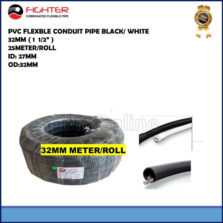 PVC Flexible Conduit Pipe Corrugated Pipe Black 32mm | Lazada
